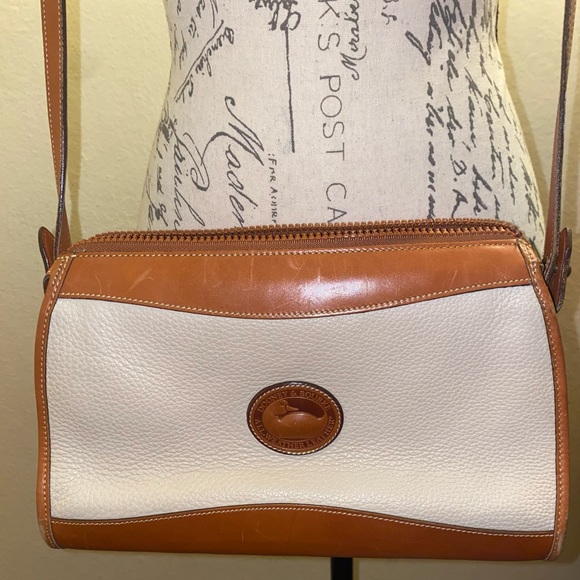 Dooney & Bourke | Bags | Vintage Dooney Bourke Cream Brown All Weather Leather Crossbody Bag ...